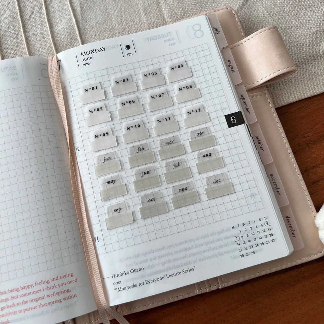 Minimalist Planner Tabs / Monthly Tab / Vellum Paper Monthly Tabs ...
