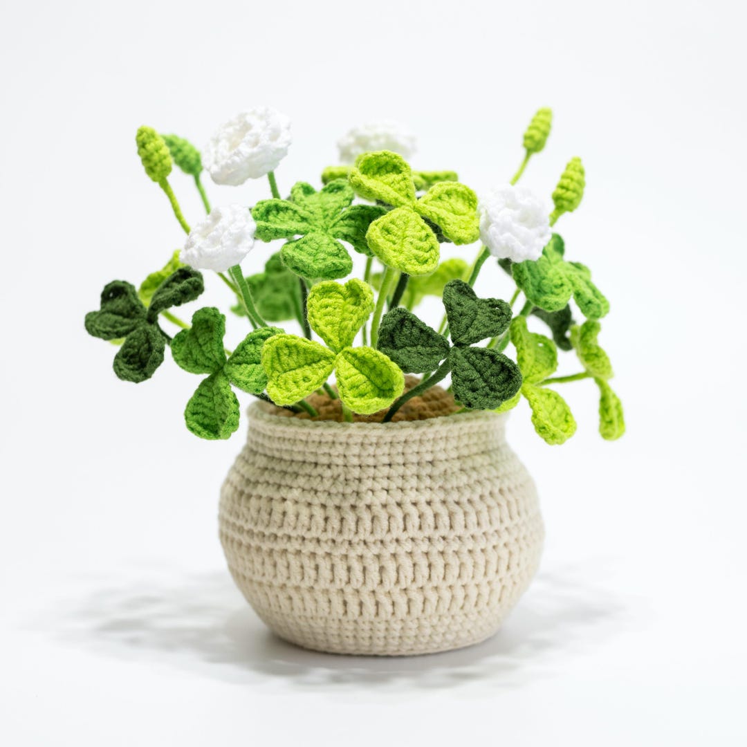 Crochet Four Leaf Clover Decor, Handmade Four Leaf Clover, Four Leaf ...