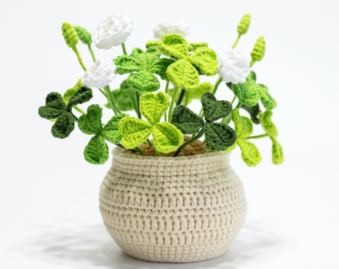 Crochet Four Leaf Clover Decor, Handmade Four Leaf Clover, Four Leaf ...