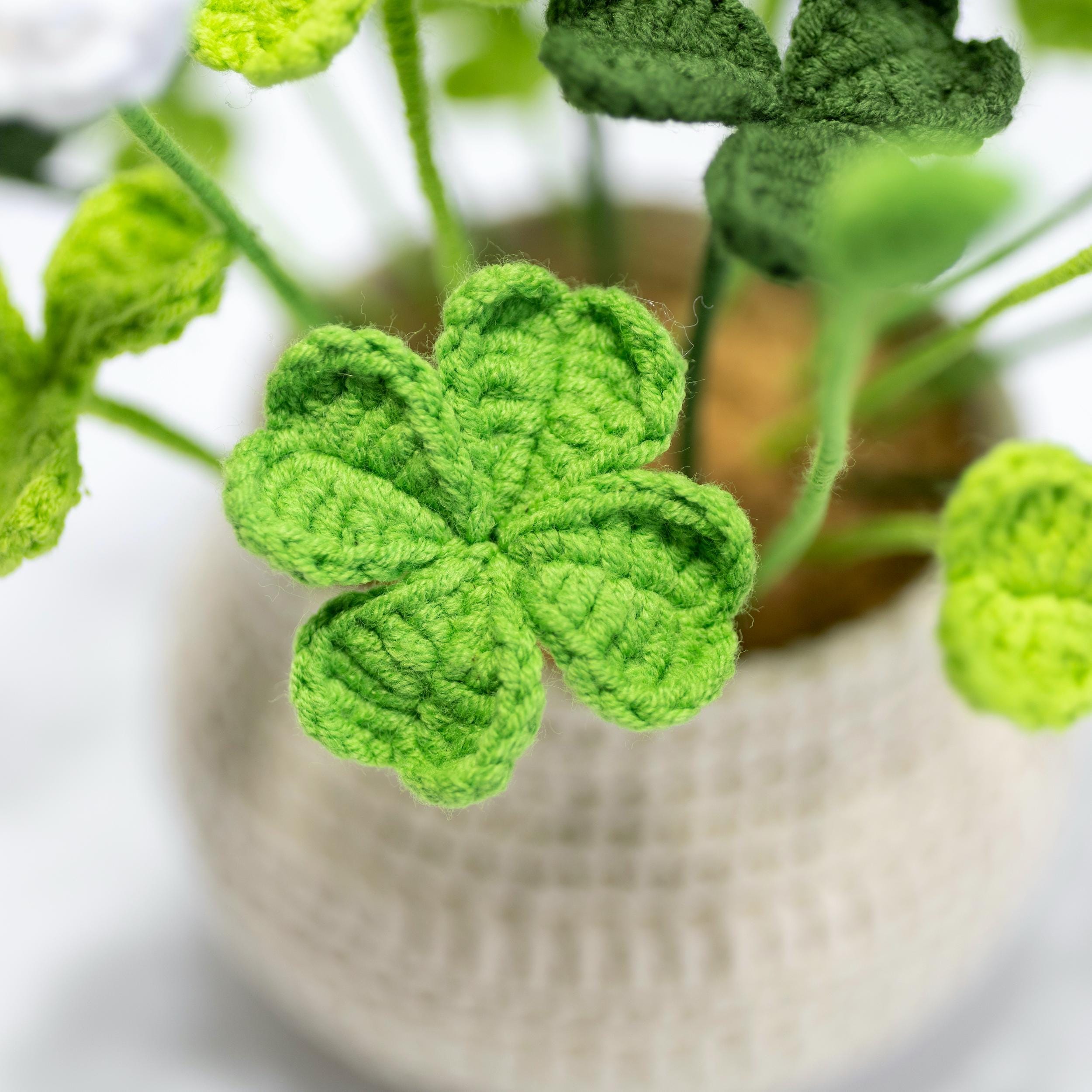 Crochet Four Leaf Clover Decor, Handmade Four Leaf Clover, Four Leaf ...