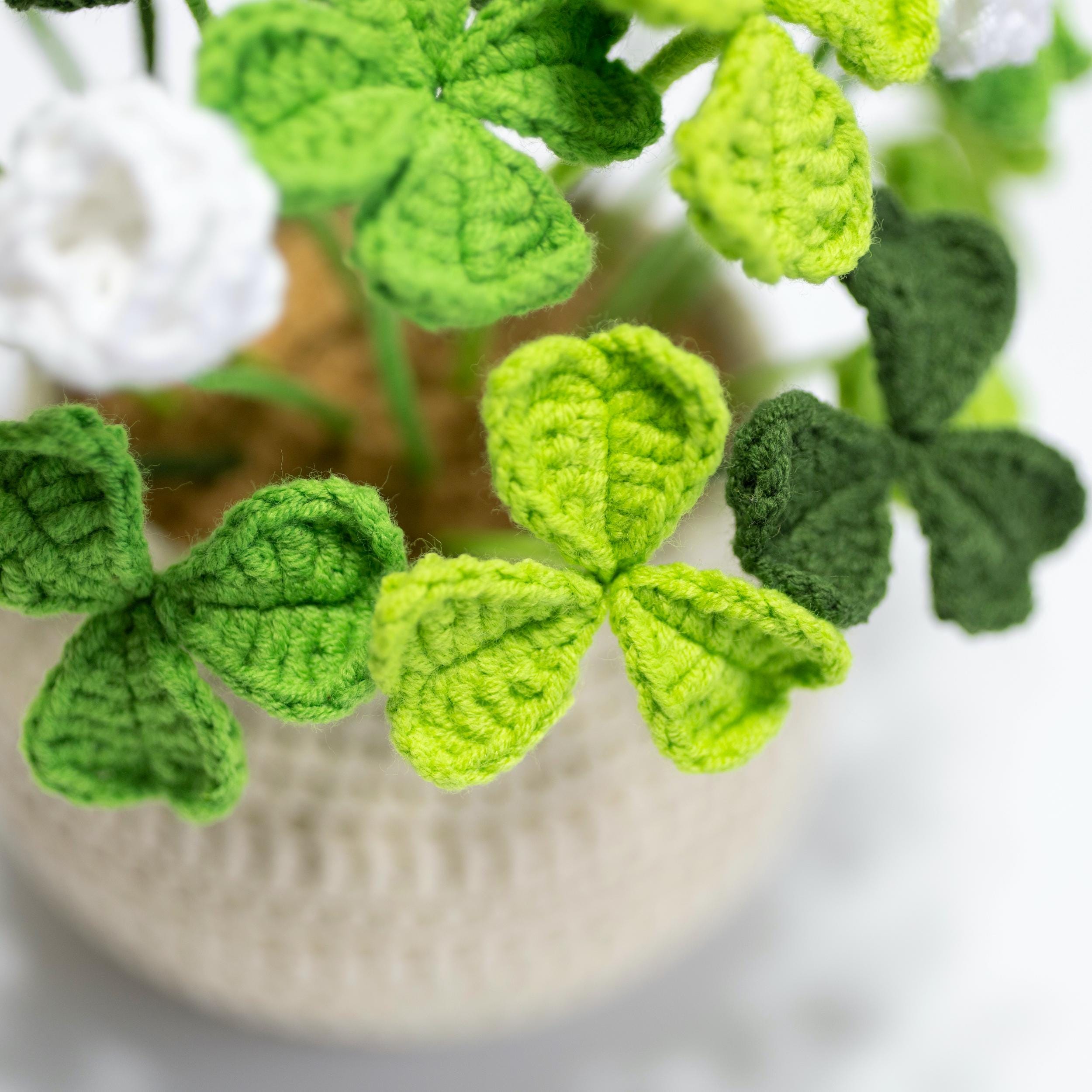 Crochet Four Leaf Clover Decor, Handmade Four Leaf Clover, Four Leaf ...