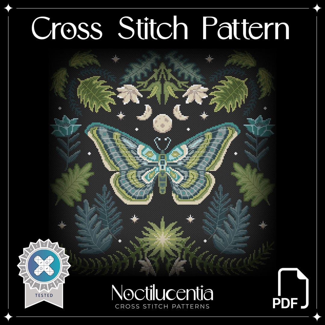 Fern Butterfly - Modern Cross Stitch Pattern PDF Witchy Wicca Forest ...