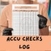 Accu Check Log, Blood Glucose Log, Finger Stick Sheet, Nurse, RN, CNA ...