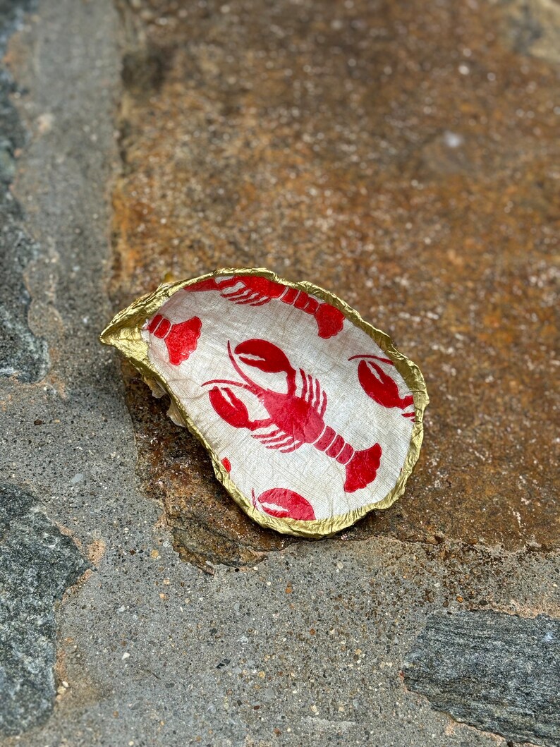 Oyster Shell Dish Lobsters LKM Treasures Sticker Included - Etsy