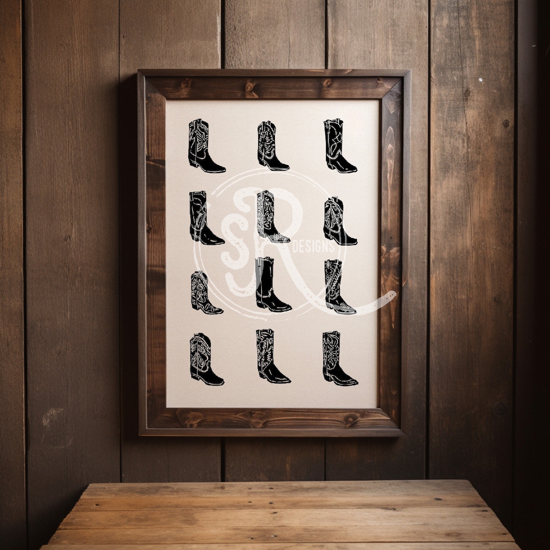 Boot Collage - Typography Print - Digital Download - Etsy
