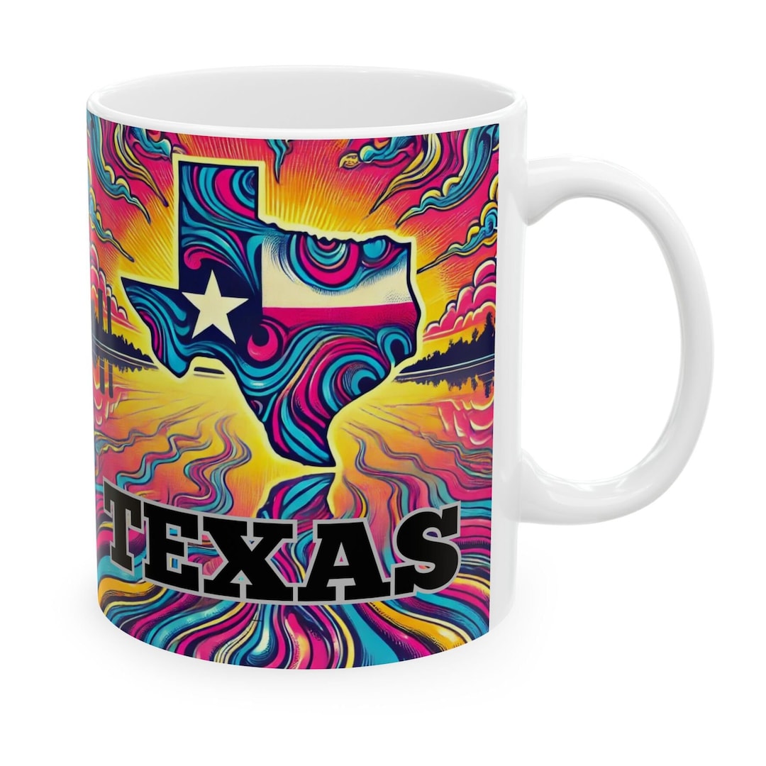Texas Coffee Mug - Psychedelic Texas State Flag Mug Design | Trippy ...