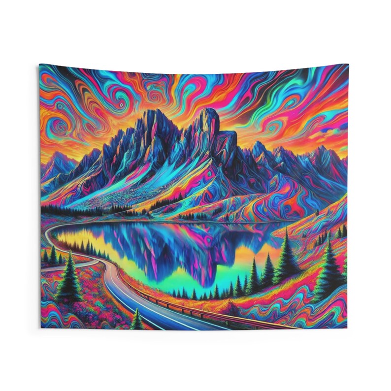 Psychedelic Scene Wall Tapestries Psychedelic Mountain Tapestry Trippy ...