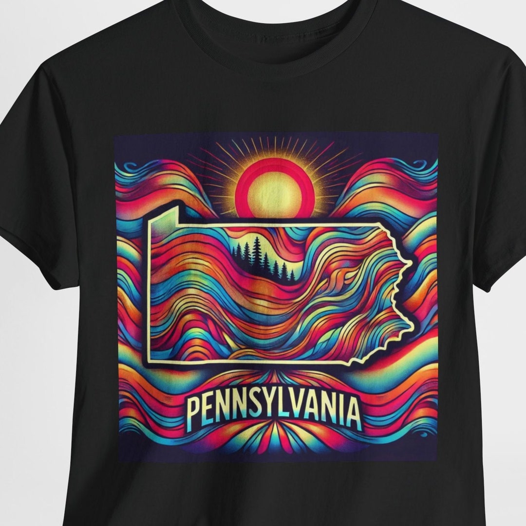 Pennsylvania Tee Shirt | Psychedelic Pennsylvania Sunrise Tee Shirt ...
