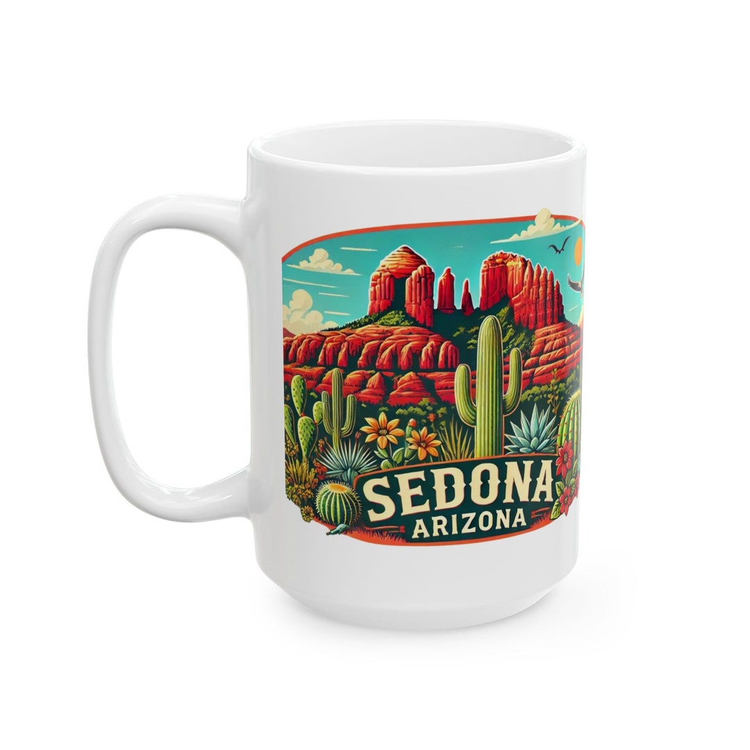 Sedona Arizona Coffee Mug | Scenic Desert Scene Featuring Saguaro ...