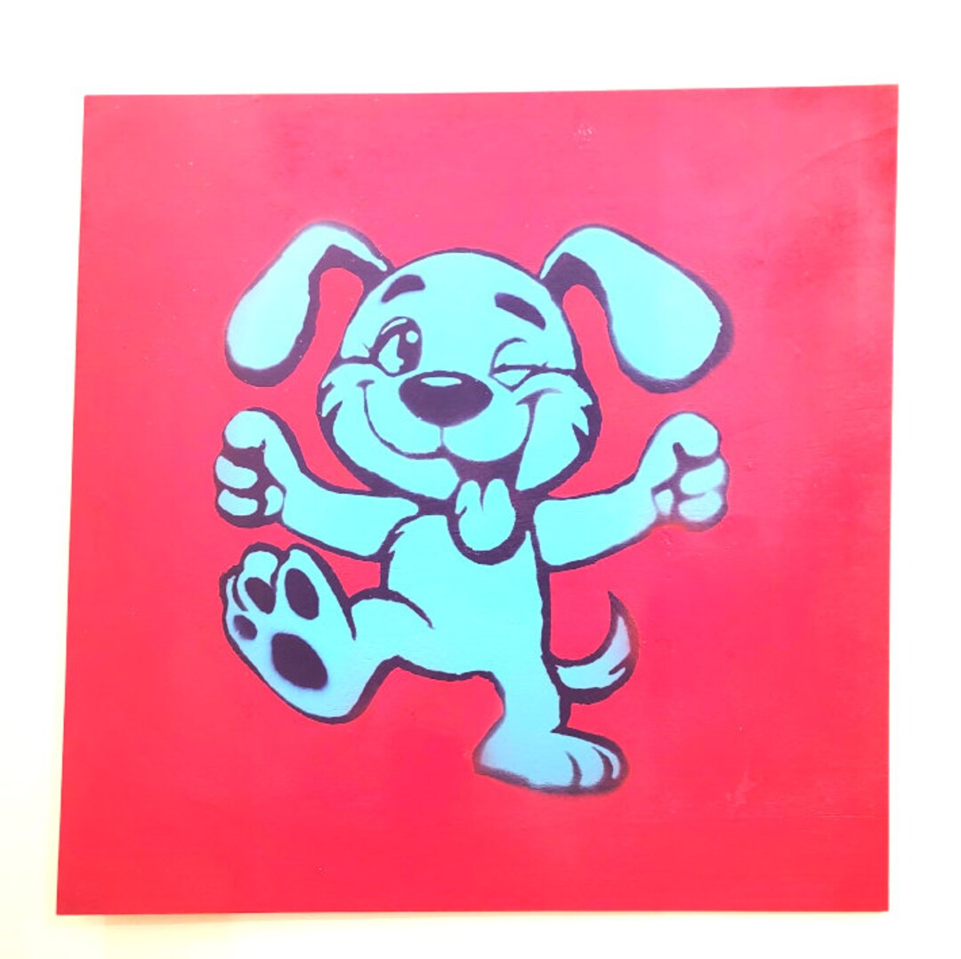 Two Step" - Blue/purple on Magenta Wood Panel - Etsy