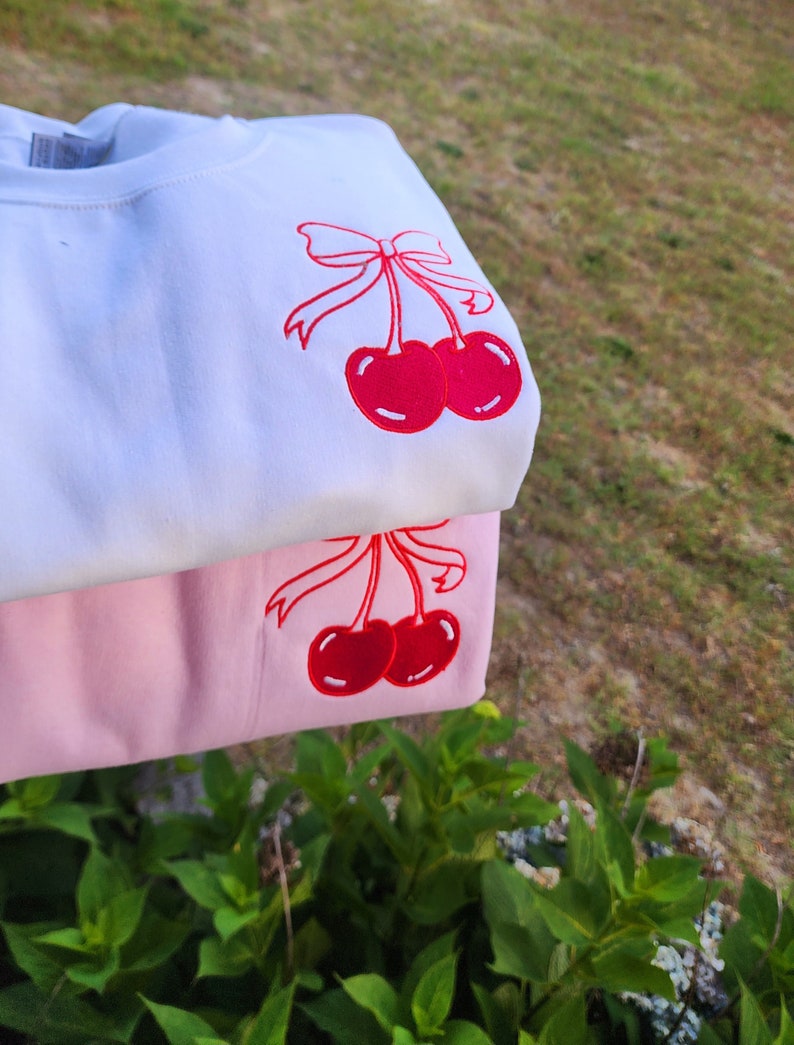 Coquette Cherry Sweater, Coquette Bow Sweater, Cherry Bow, Bow ...