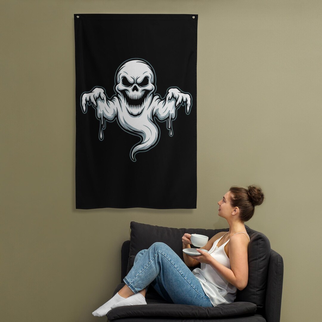 Ethereal Apparition: Ghostly Wall Flag Wall Deco - Etsy