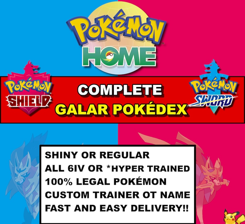 Complete/full Galar Pokedex Pokemon Sword/shield HOME Evs Trained - Etsy