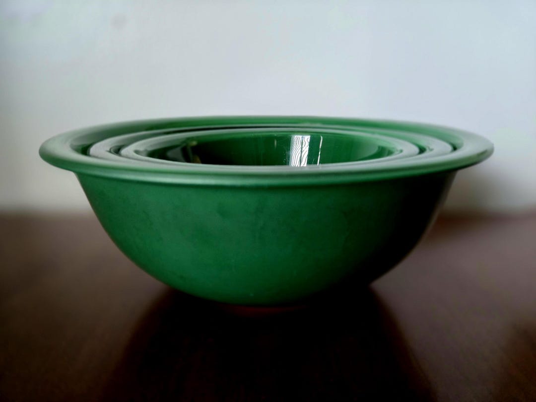 Vintage Hunter Green Pyrex Nesting Bowls Mid Century Pyrex Bowls - Etsy