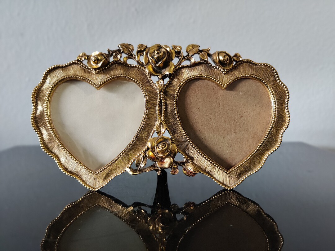 Vintage Matson Double Heart Frame Gold Brass Antique Frames Brass ...
