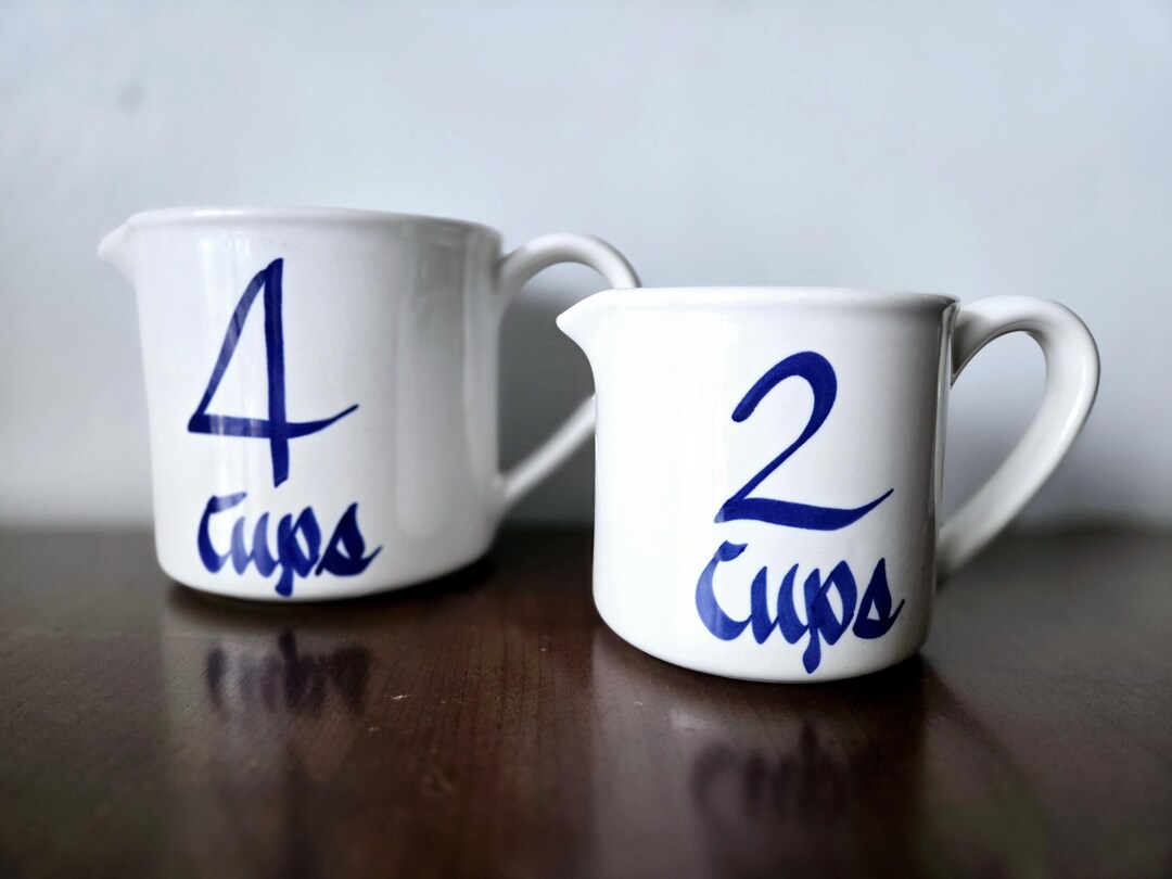 Vintage Stoneware Measuring Cups Ceramic Hand Painted Art Pottery ...