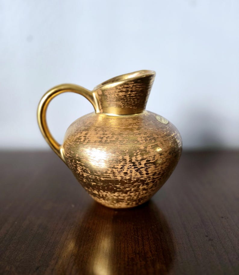 Vintage Stangl Pottery Pitcher, Mid Century 22kt Gold Decor - Etsy