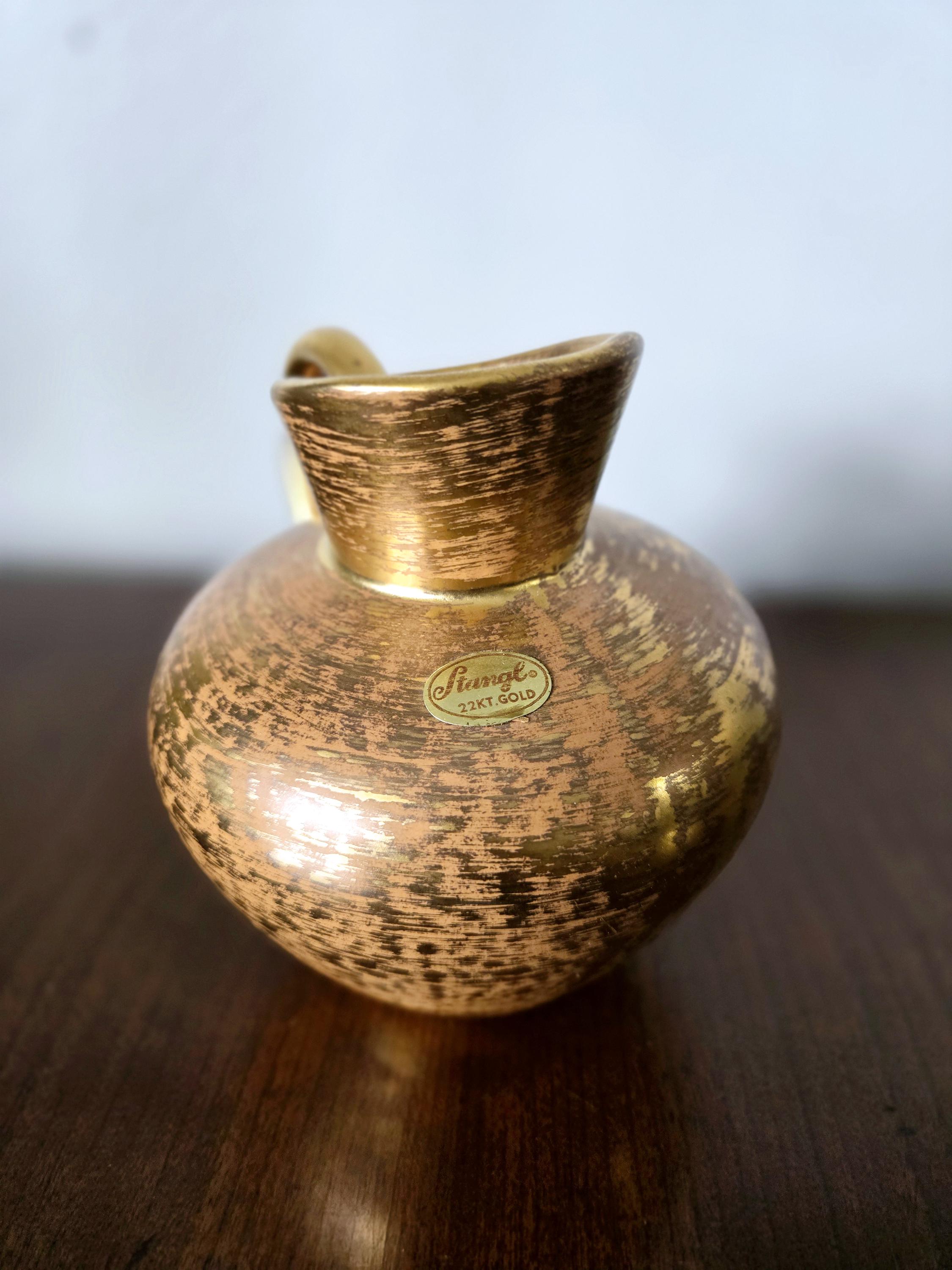 Vintage Stangl Pottery 22kt Gold Pitcher Mid Century Gold Pitcher ...
