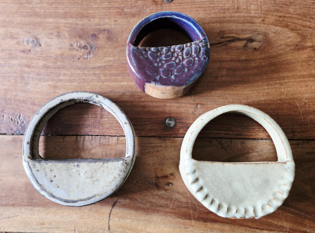 Studio Art Pottery Half Moon Ceramic Planters Original Art Jardiniere ...