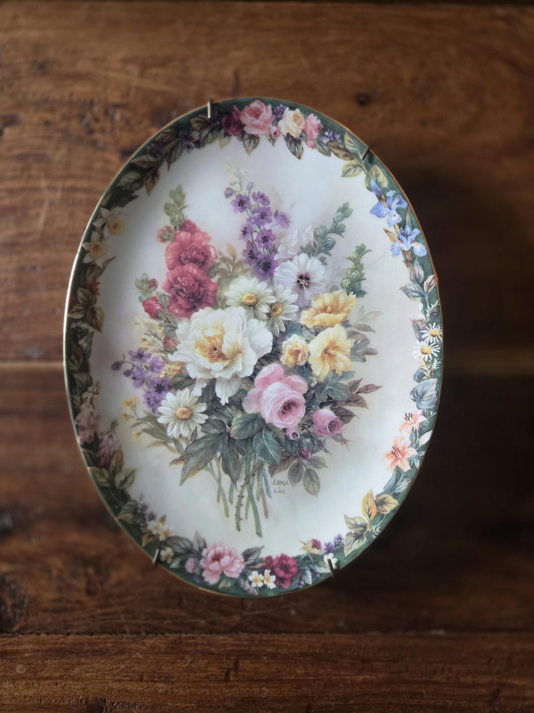 Vintage Floral Cameo Plate by Lona Liu Bradford Exchange Collector ...