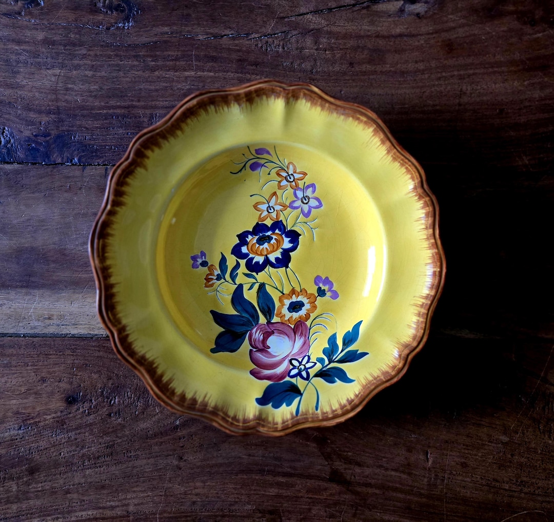 Antique Canary Yellow J & Y Crossman Plate British Pottery Antique ...