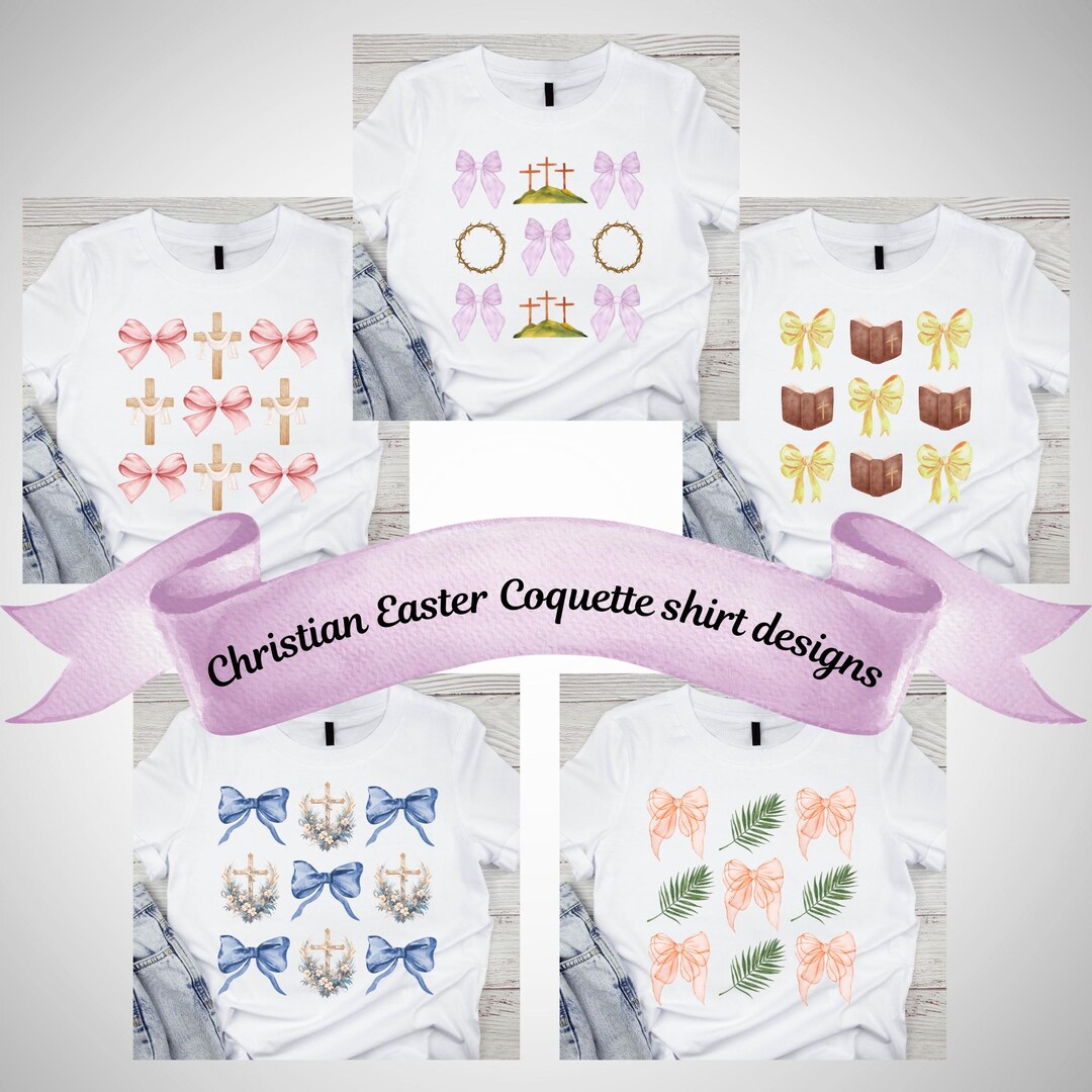 5 Coquette-themed Christian Easter T-shirt Designs | Digital PNG Files ...