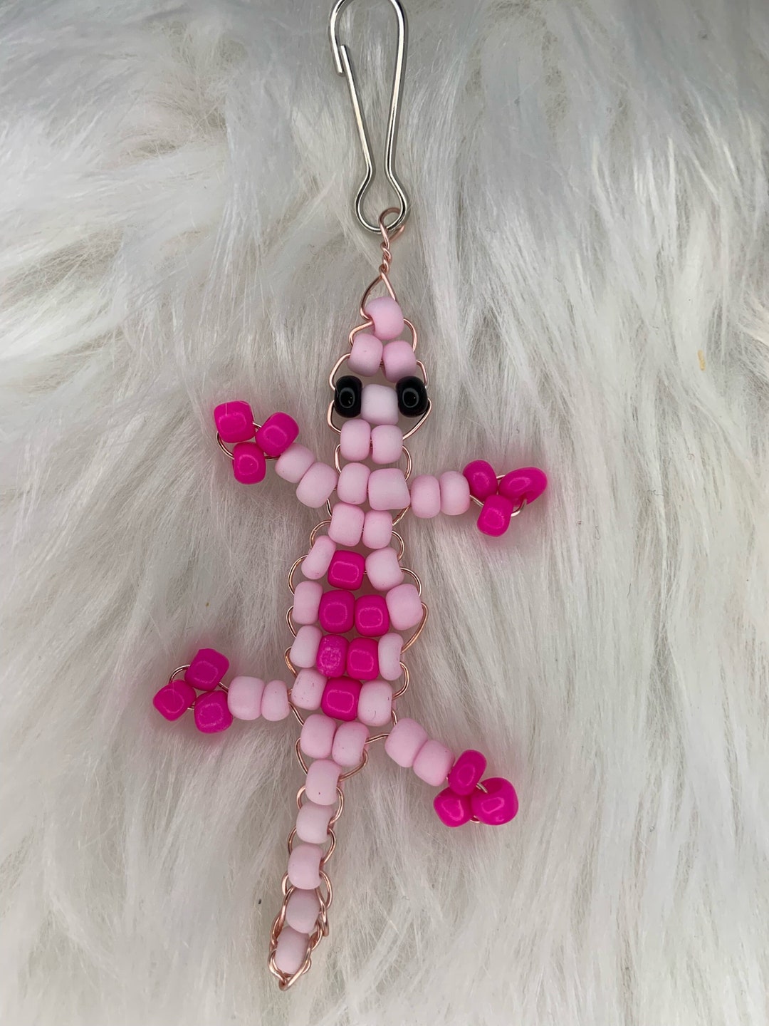 Miniature Beaded Lizard Keychain - Etsy