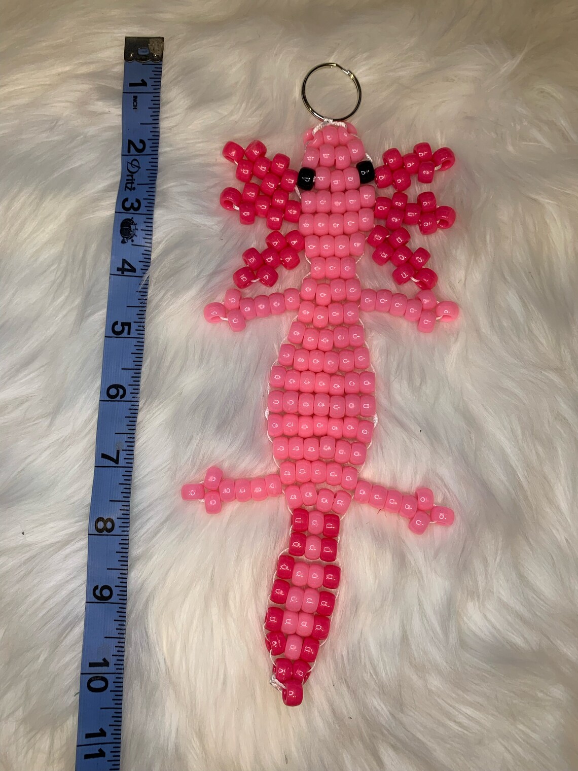 Pink Pony Bead Axolotl Keychain - Etsy