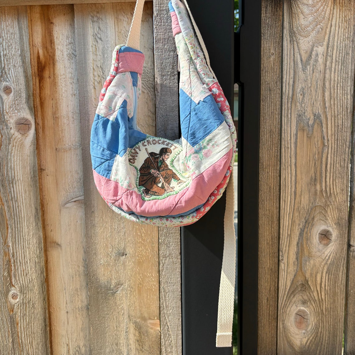 Vintage Quilt Crossbody Bag With Davy Crockett Patch - Etsy