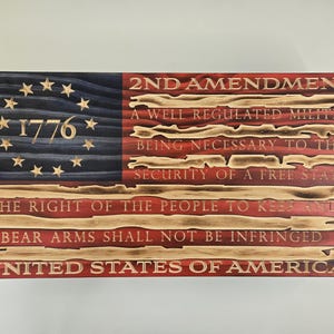 2nd Amendment Concealment Wooden Flag - Subdued Color, Betsy Ross 1776 ...