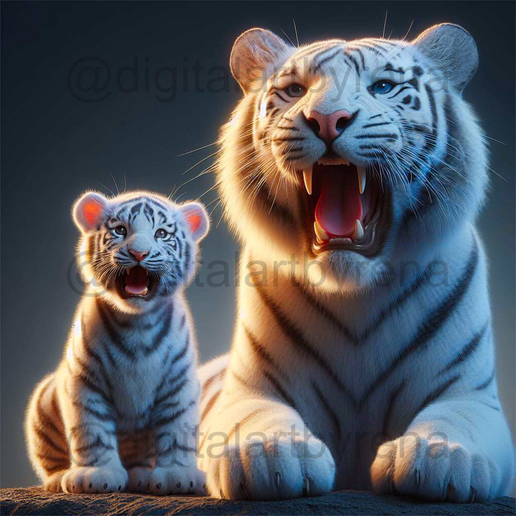 4 Beautiful White Tiger Digital Images, Cubs, Roaring, Jpeg, Canvas ...