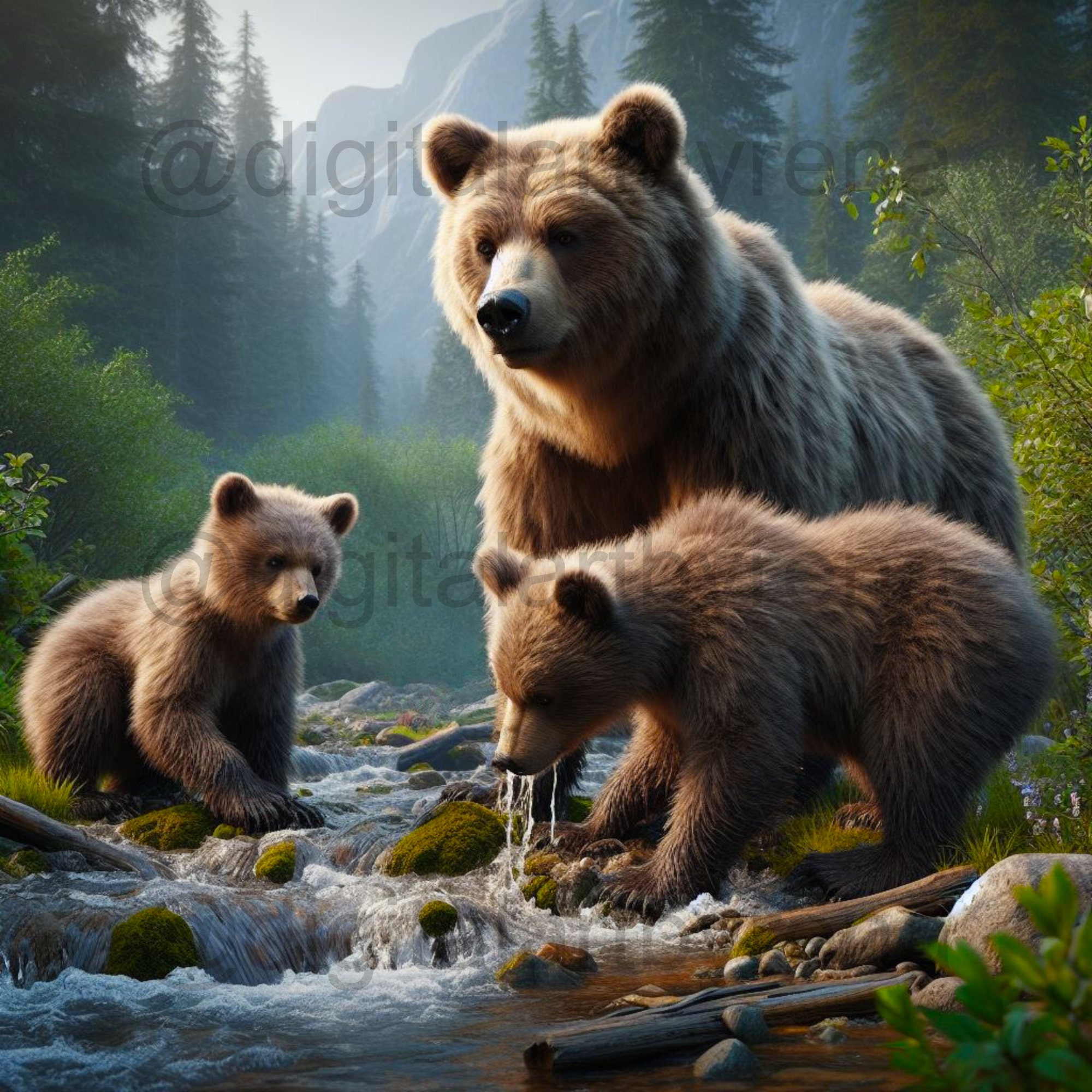 4 Digital Grizzly Bear Photo Bundle - Set of 4 High-resolution Wildlife ...