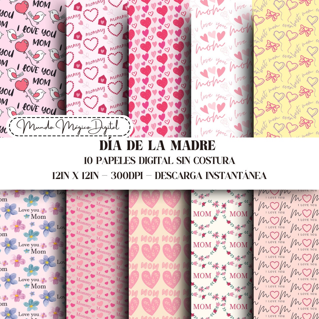 Sublimation Digital Paper, Mother's Day, Paper Patterns, Mother's Day ...