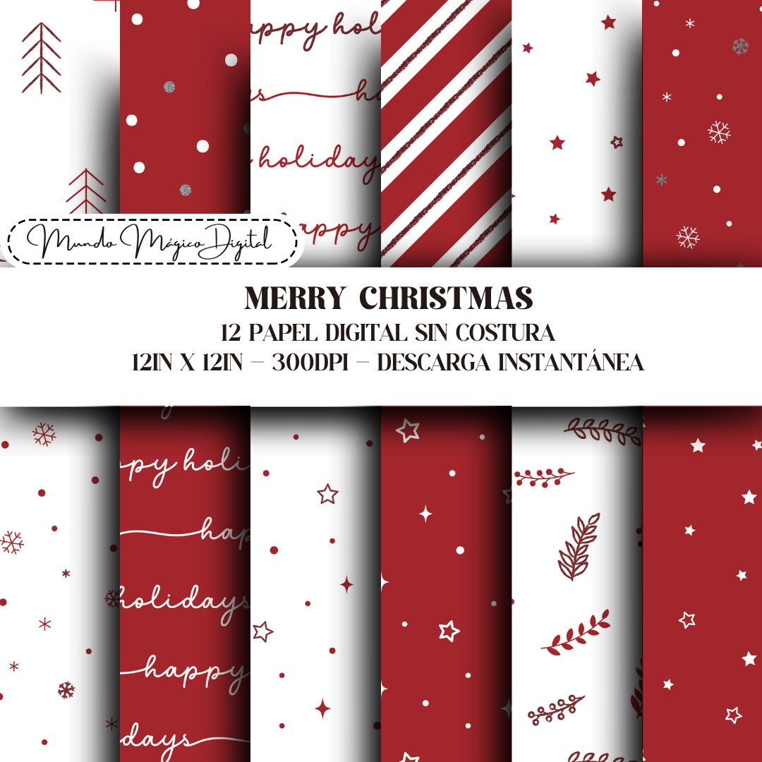Digital Paper Pack, Christmas Digital Paper, Paper Patterns, Instant ...