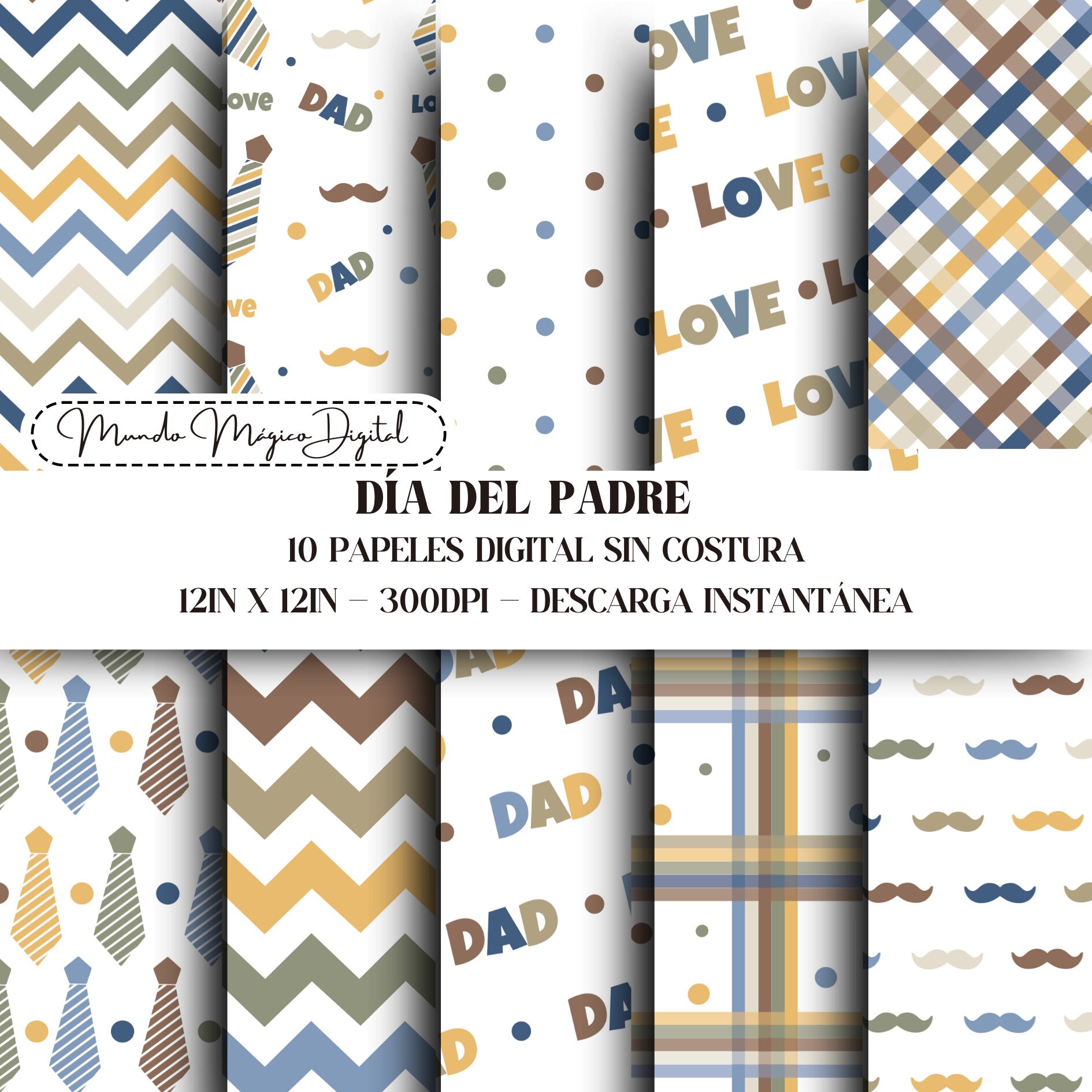 Father's Day Digital Paper, Paper Patterns, Patterns for Dad, Printable ...