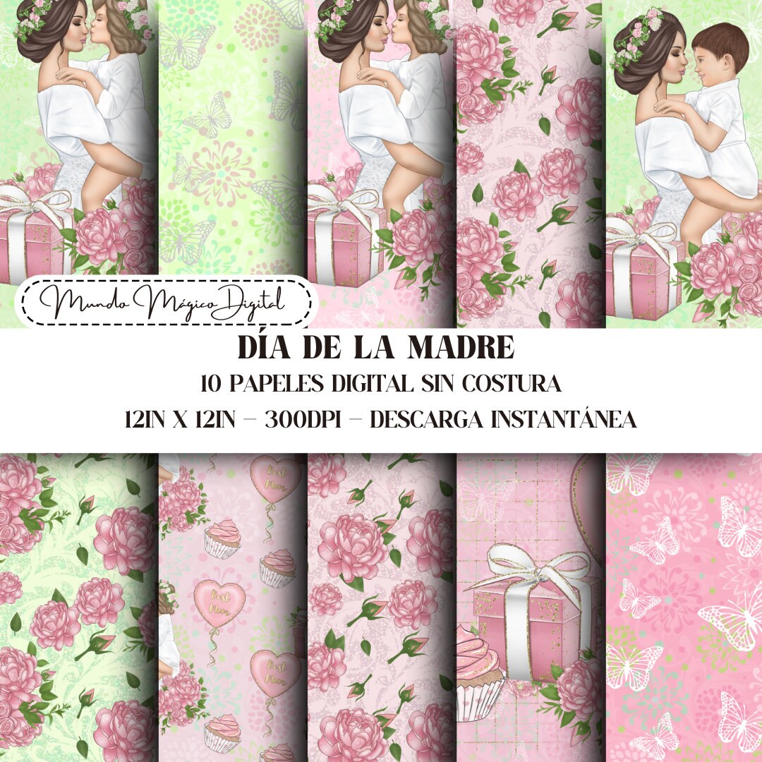 Mother's Day Digital Paper, Paper Patterns, Pink Digital Paper, Floral ...