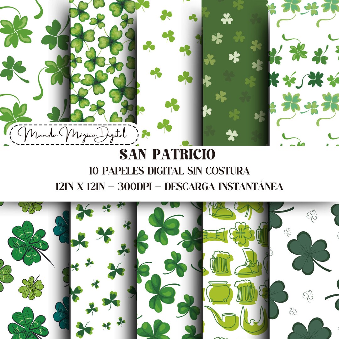 St. Patrick's Day Digital Paper, St. Patrick's Day, Printable Digital ...