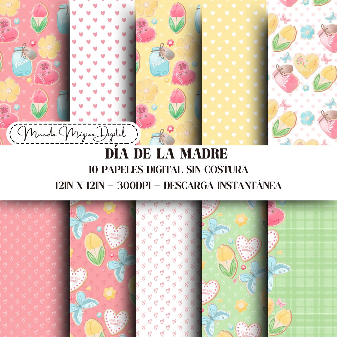 Pack Digital Papers, Happy Mother's Day, Paper Patterns, Mother's Day ...