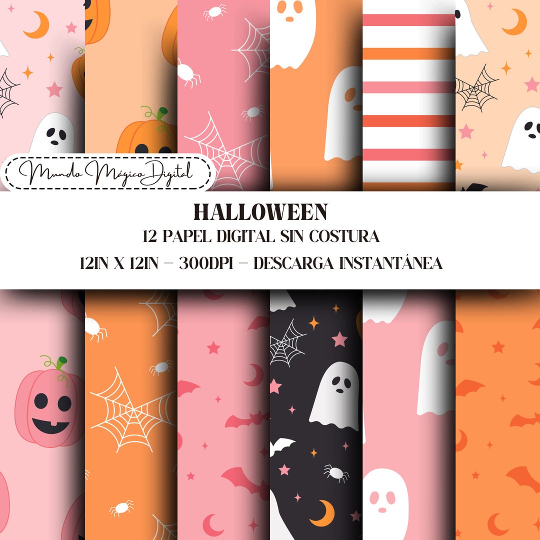 Digital Paper Pack, Pastel Halloween, Paper Patterns, Seamless Pattern ...