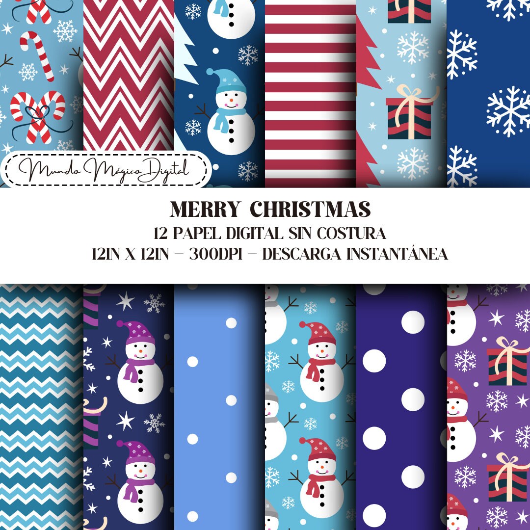 Christmas Digital Paper, Christmas Scrapbook, Winter Digital Paper, Ice ...