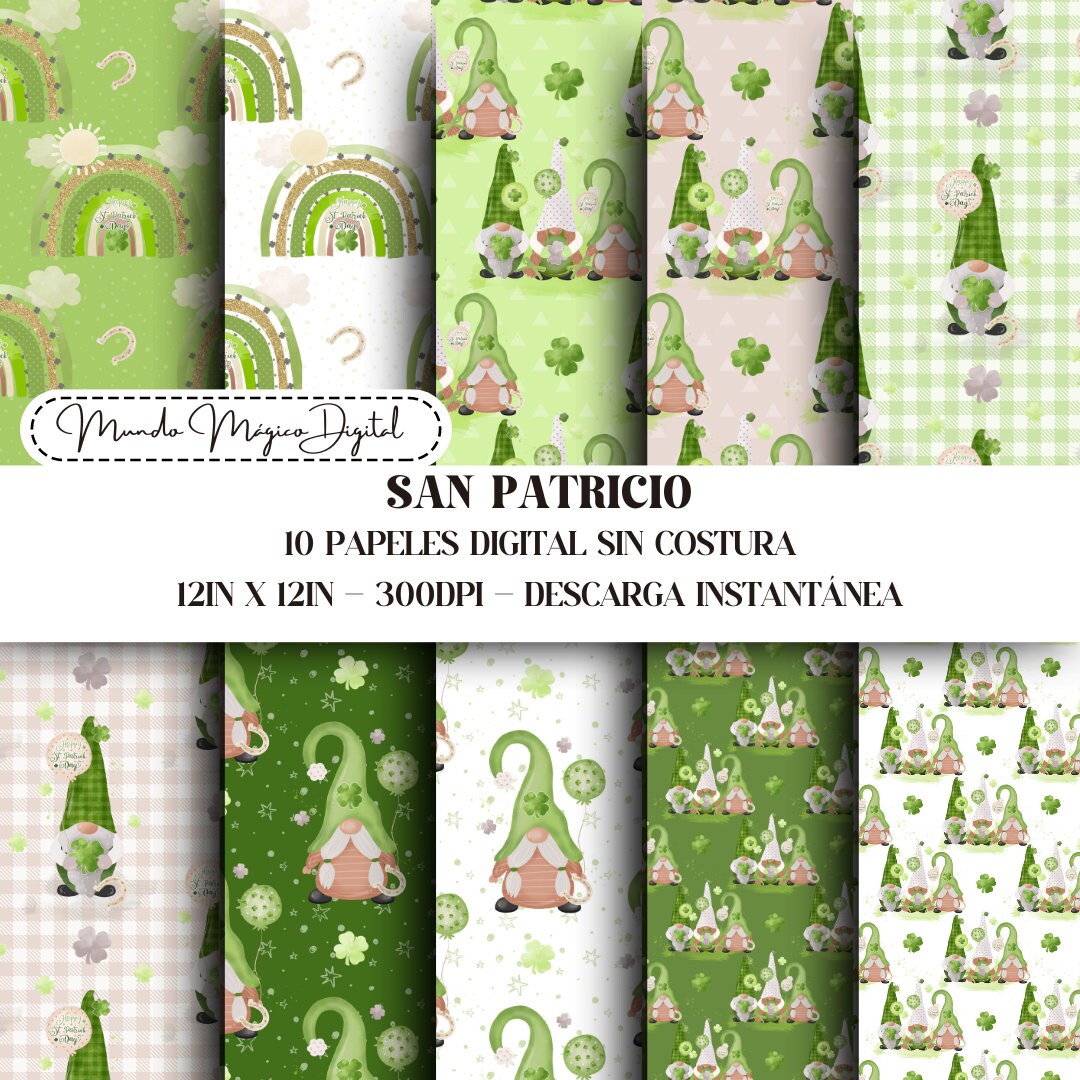St. Patrick's Day Digital Paper, Printable Digital Paper, Seamless ...