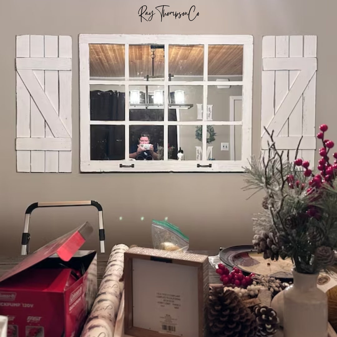 Large Window Mirror, Rustic Window Mirror, Farmhouse Wall Decor Window ...