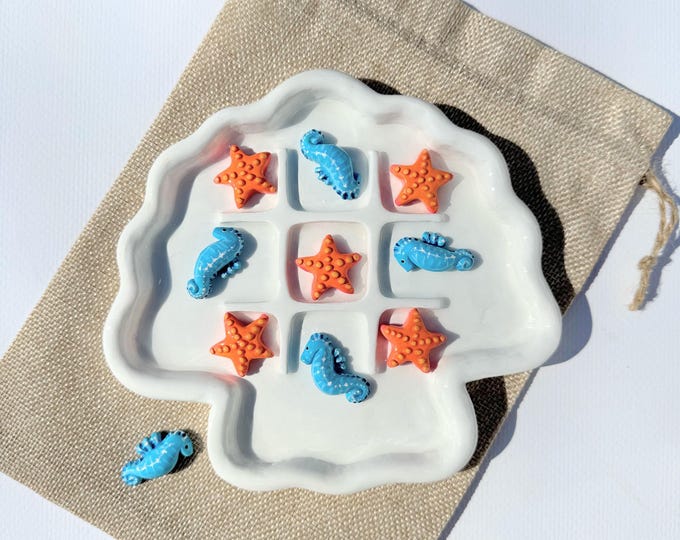 Seashell Tic Tac Toe Gameset With Starfish and Seahorse Game Pieces - Etsy