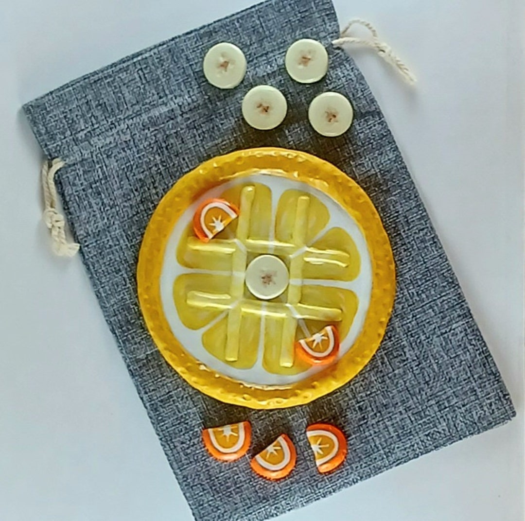 Handmade Clay Lemon Tic Tac Toe Game Set With Banana Halves & Orange ...