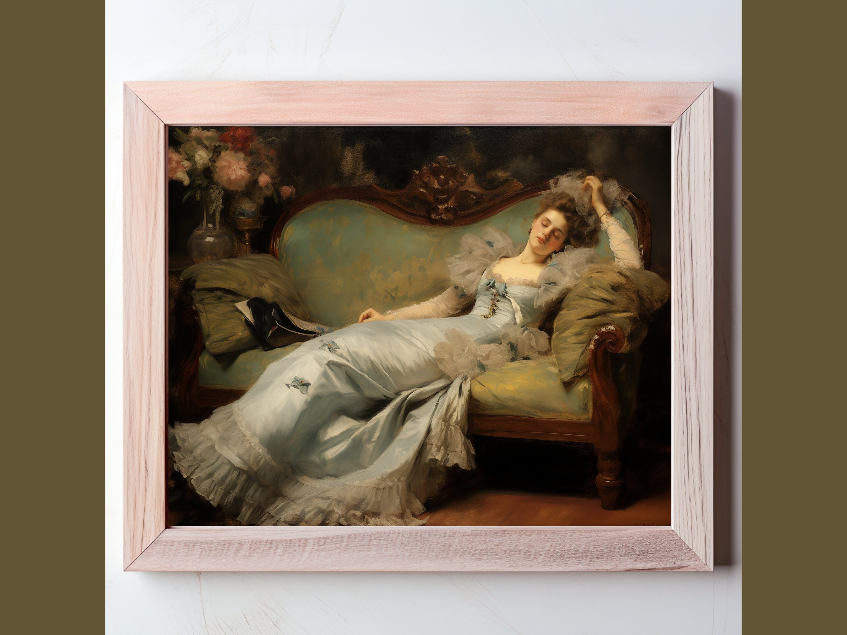 Victorian Woman Sleeping Painting | Vintage Oil Painting | Feminine ...
