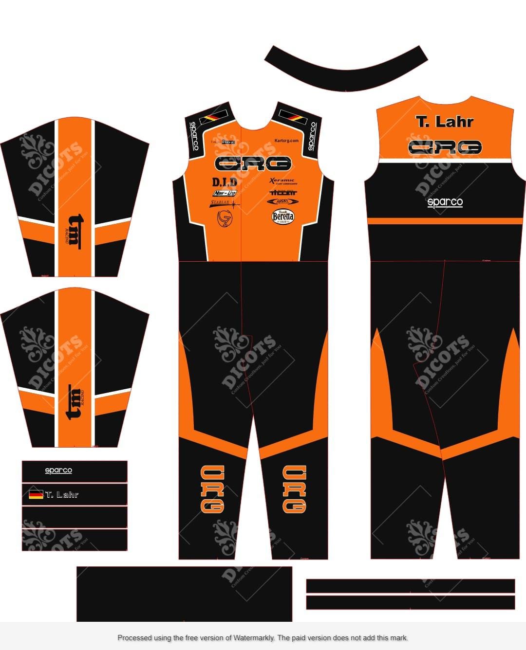 CRG Go Kart Sports Uniform With Sponsor Logos Go Kart Racing Suit CIK ...