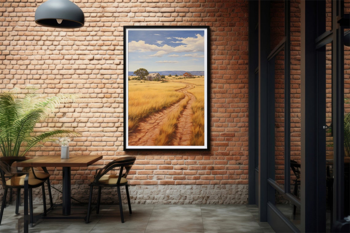 DIGITAL ART PRINT - Rural Farm, Country Road, Trees, Cloudy, Beautiful ...