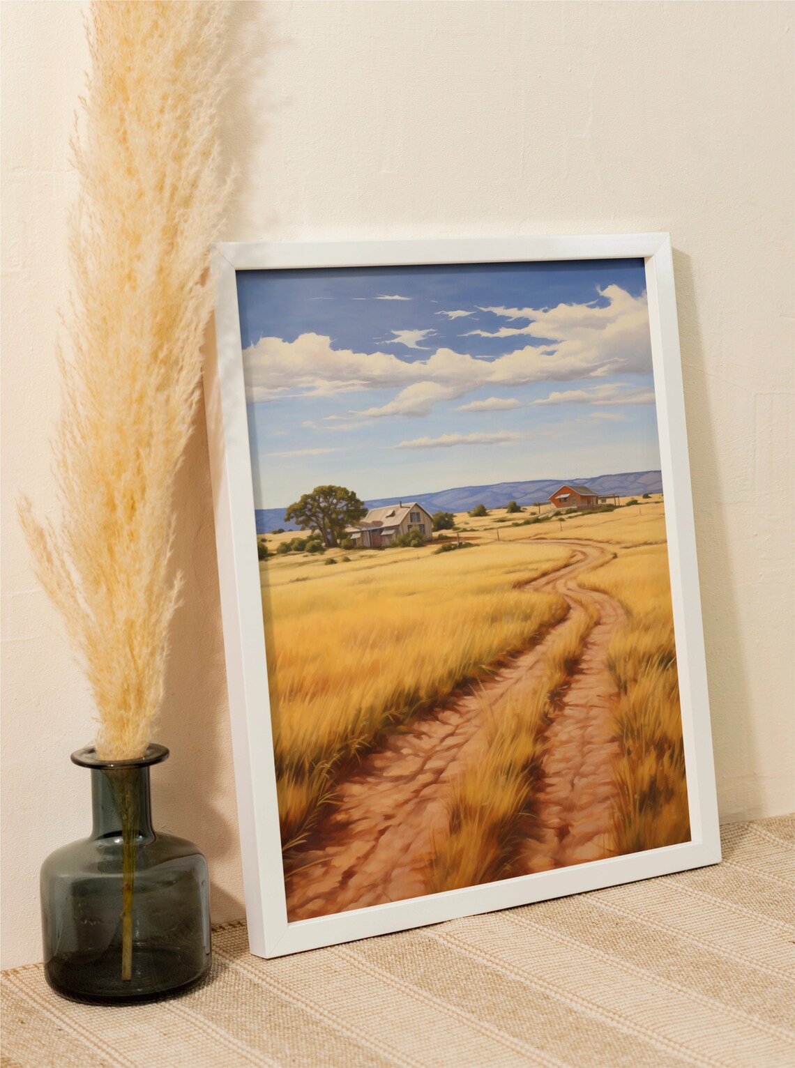 DIGITAL ART PRINT - Rural Farm, Country Road, Trees, Cloudy, Beautiful ...