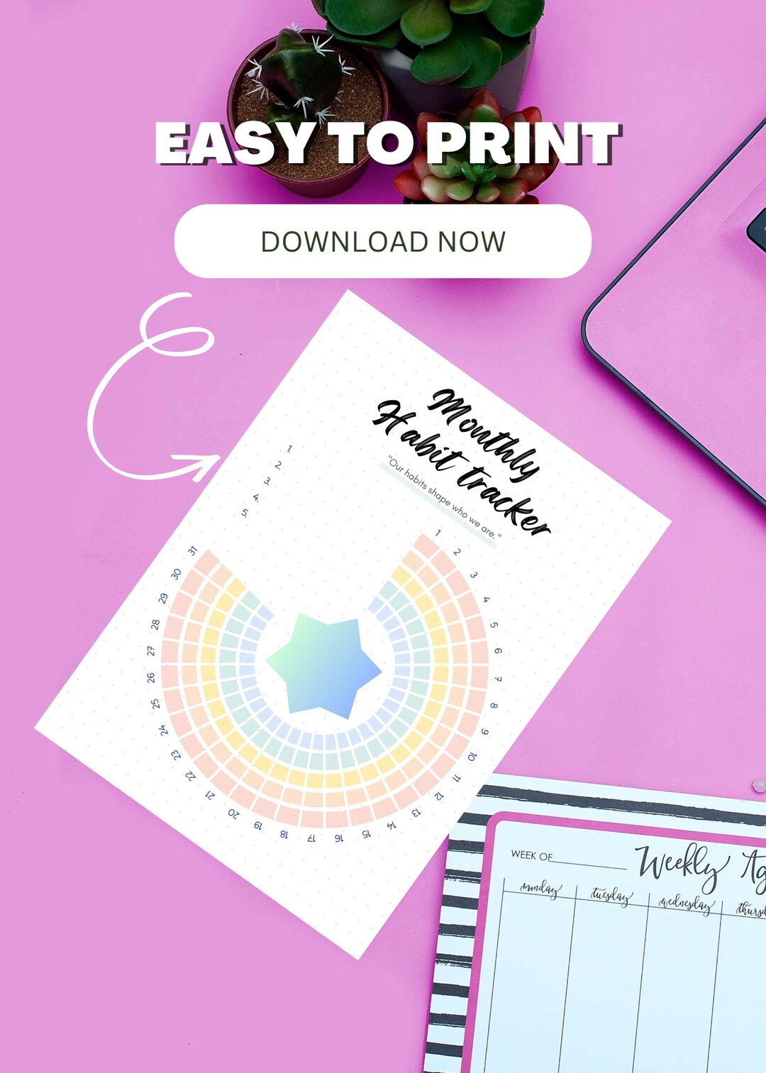 Monthly Habit Tracker Printable - Stay Organized & Achieve Your Goals - Etsy