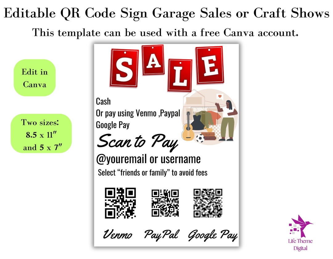 Scan to Pay QR Code for Craft Show or Garage Sale Template, Small ...